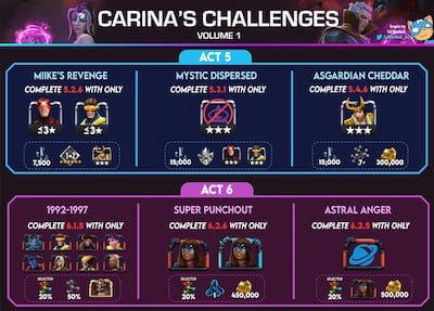 Carina's Challenges - Vol 1 - Guide - MCOC Guide